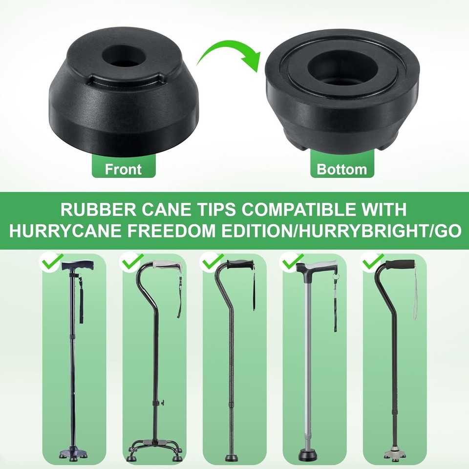 6 Pack Cane Tips Replacement Feet for Hurrycane Walking Cane Rubber ...