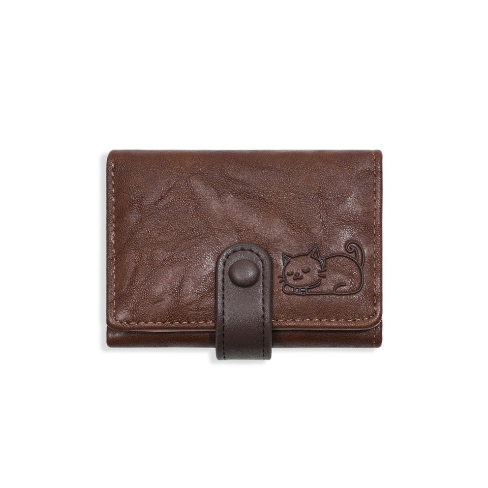 Portable Cat Printed Wallet PU Leather Three Fold Wallet Travel | eBay ...