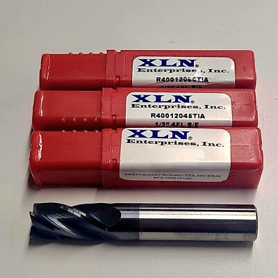 1/2" 4 FLUTE .060" RAD AlTiN COATED END MILL USA MADE R40012060TIA XLN ...