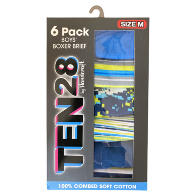 TEN28 By Handcraft 6 Pack Boys' Boxer Brief Soft Cotton Multicolor size ...