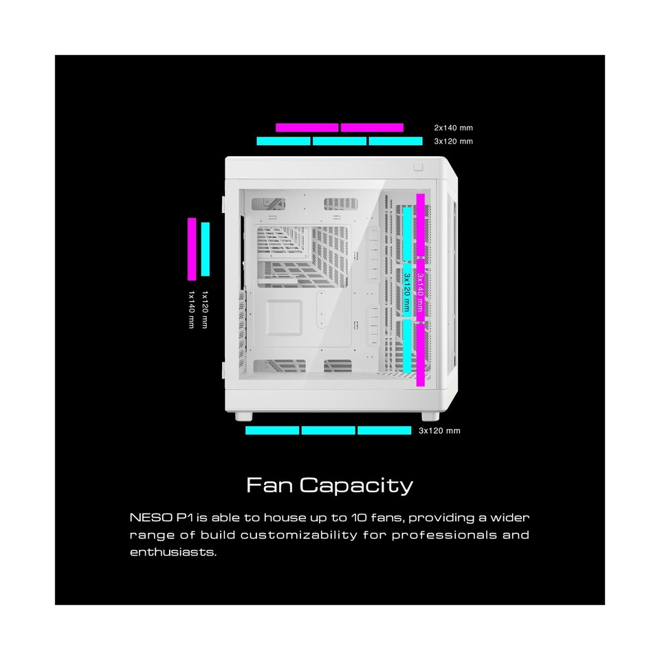GAMDIAS RGB Dual-Chamber Tempered Glass Gaming PC Case, 2-way Standing ...