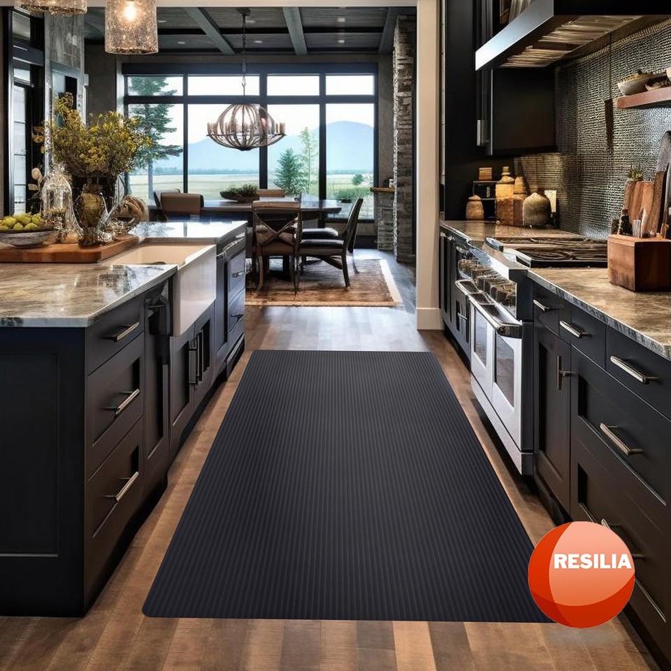 Black Plastic Floor Runner - Embossed Wide Rib Waterproof Vinyl, Heavy ...