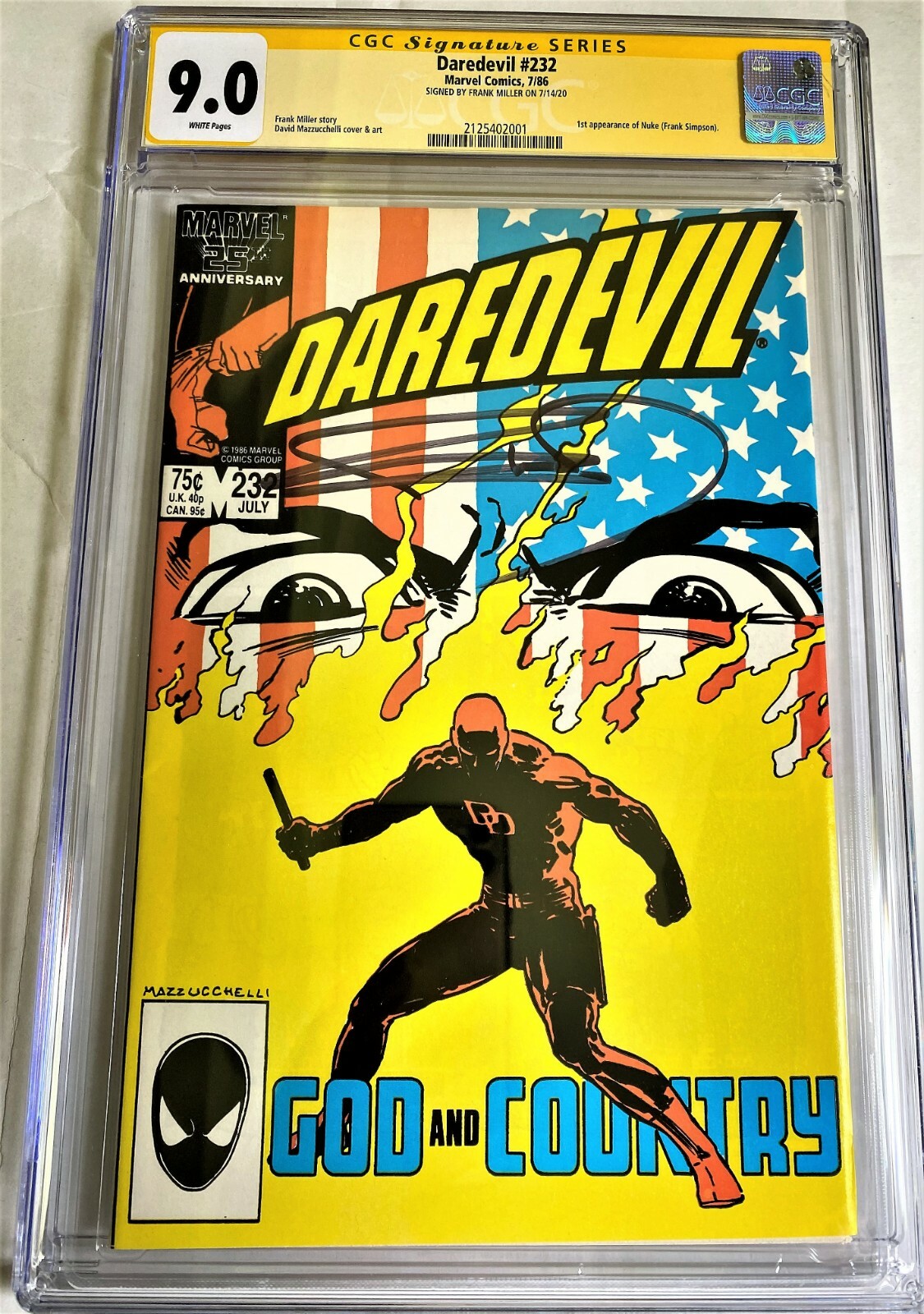 DAREDEVIL #232 CGC SS 9.0 SIGNED BY THE MASTER FRANK MILLER, 1ST APP OF ...