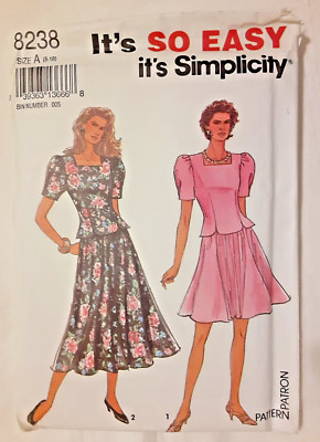 Vintage Simplicity Pattern 8238 Misses' 2 Piece Dress Sewing Craft ...