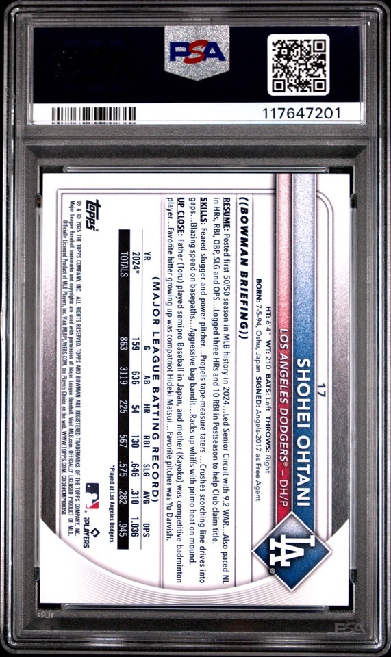 2025 Bowman Shohei Ohtani #17 MVP NEON GREEN /399 PSA 10 POP 5 | eBay