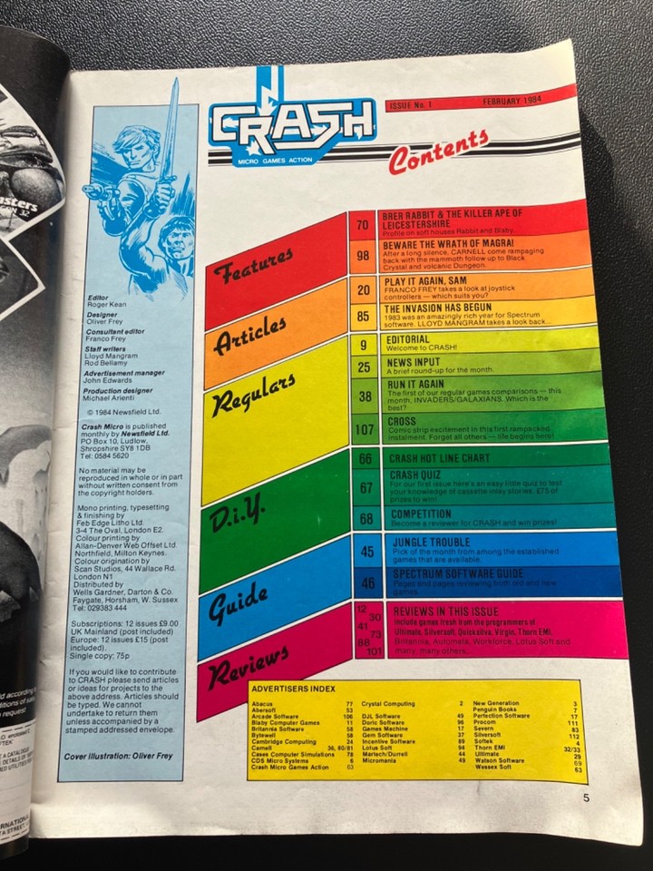 Crash Games Magazine Number 1 (February 1984) Original - Not Digital ...