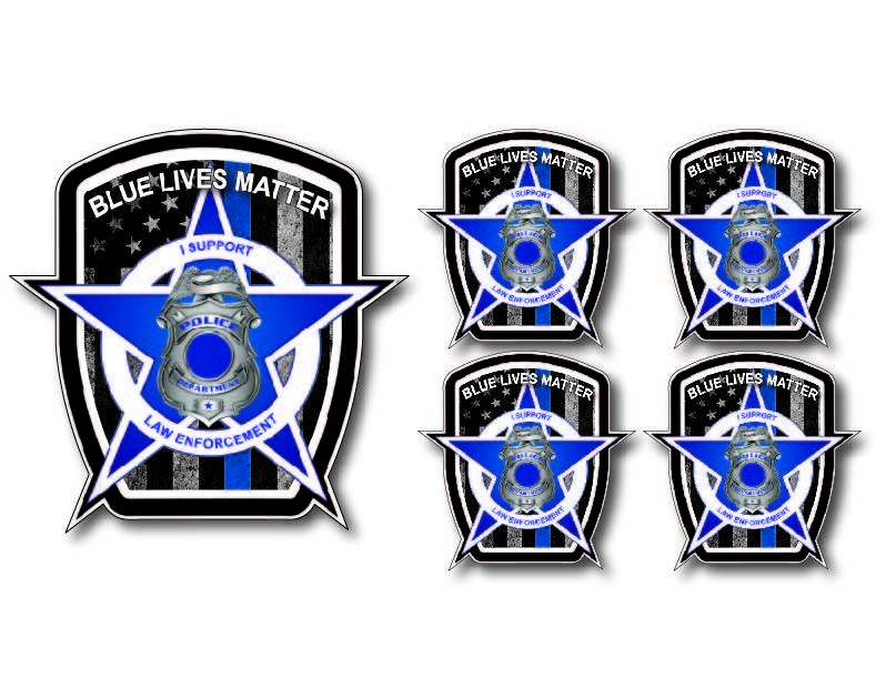 5 pack Thin Blue Line Flag Police Fallen Officer Decal Sticker Blue ...