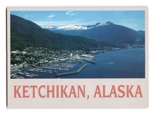 Ketchikan Alaska Aerial View Postcard - Southeastern Marina Landscape ...