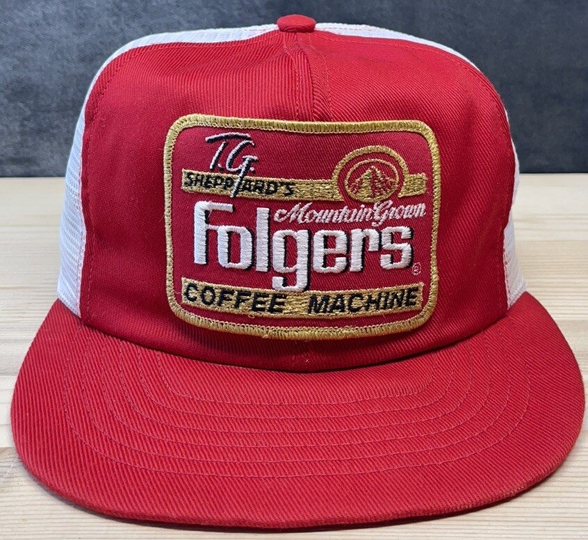 Vintage Folgers T.G. Sheppard Coffee Machine SnapBack… - Gem