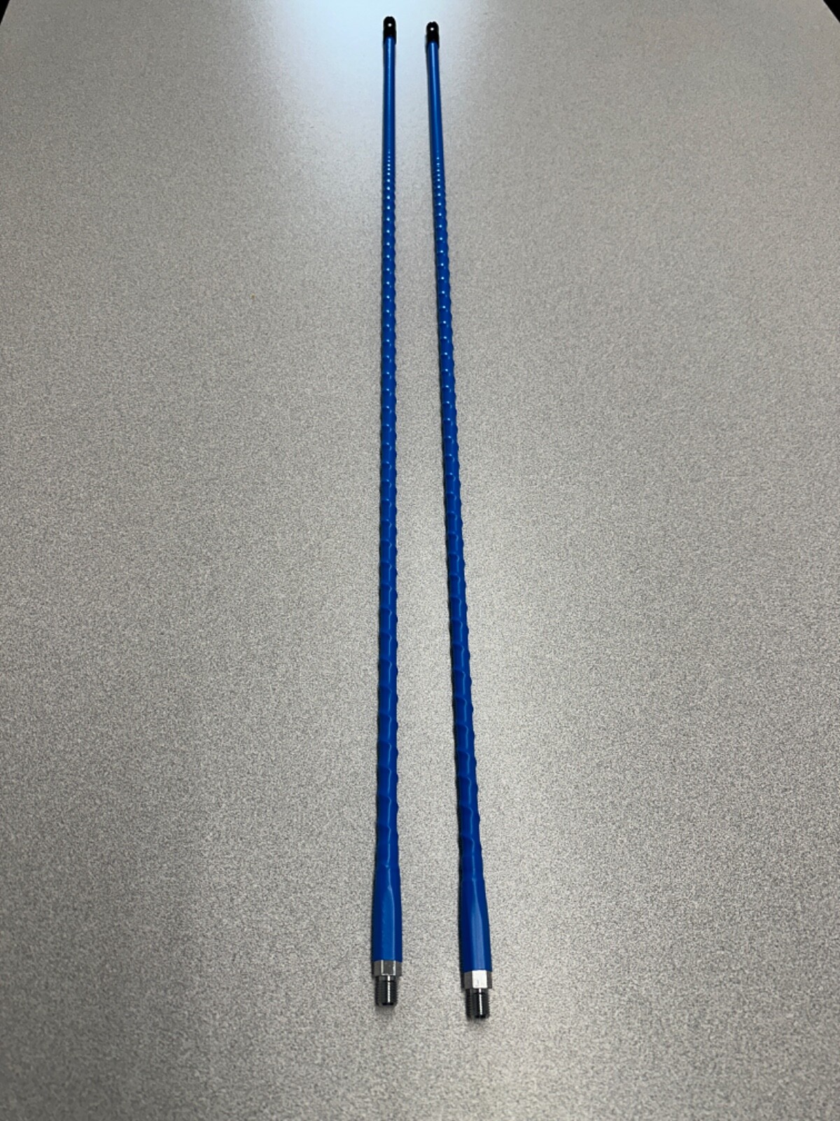 DUAL SET OF 3' BLUE W/BLACK CAPS FIBERGLASS CB ANTENNA WHIPS FOR COBRA ...