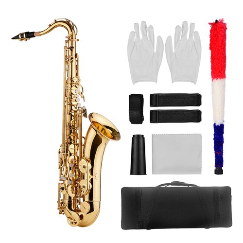 Professional Tenor Saxophone Bb Sax Brass Gold Lacquered Woodwind Full ...