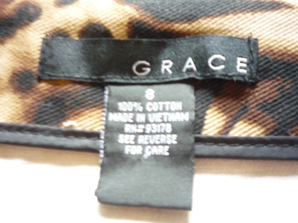 GRACE COTTON SKIRT-SZ 8-ANIMAL PRINT-ZIP SIDE | eBay