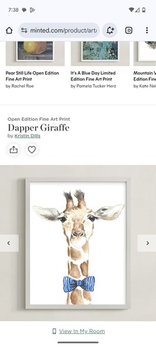 Minted Dapper Giraffe Print With Gray Frame, 11"X14" | eBay