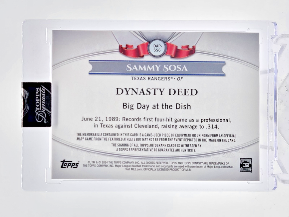SAMMY SOSA 2024 TOPPS DYNASTY 5-COLOR PATCH AUTOGRAPH DYNASTY DEED /10 ...