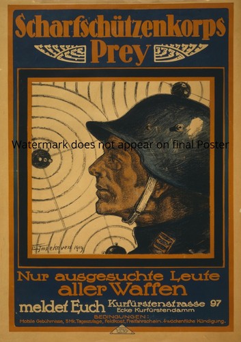 Post WWI German Propaganda Poster Experienced People Register weapon ...