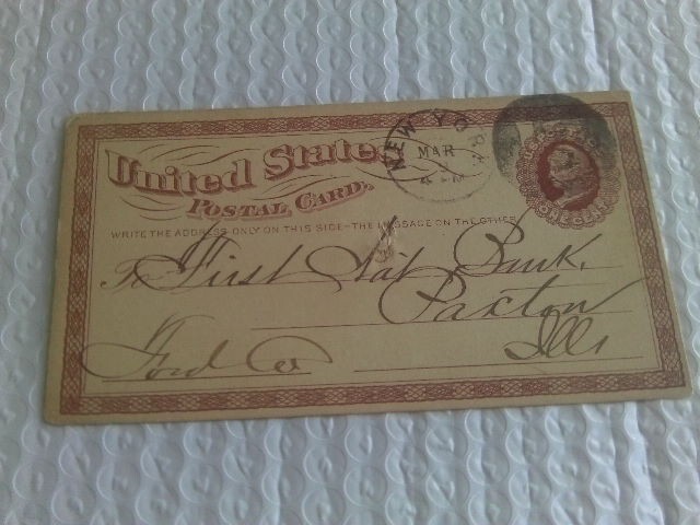 RARE 1875 POSTCARD NOTE MERCHANT EXCHANGE NATIONAL BANK NEW YORK PAXTON ...