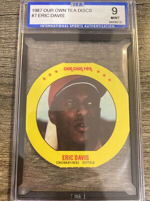 1987 Our Own Tea Discs With Tabs Eric Davis #7 ISA 9 MINT **UNIQUE ...