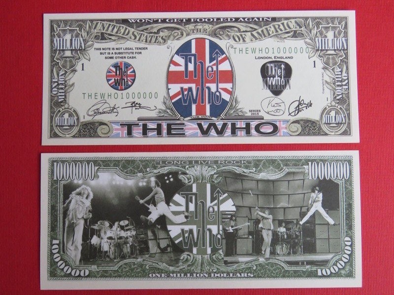 4 Bills: The WHO Band ~ $1,000,000 Million Dollars ~ Pete Townshend ...