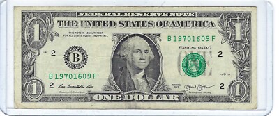 Fancy One $1 dollar bill Birthday Birth Year Note serial #B19701609F 09 ...