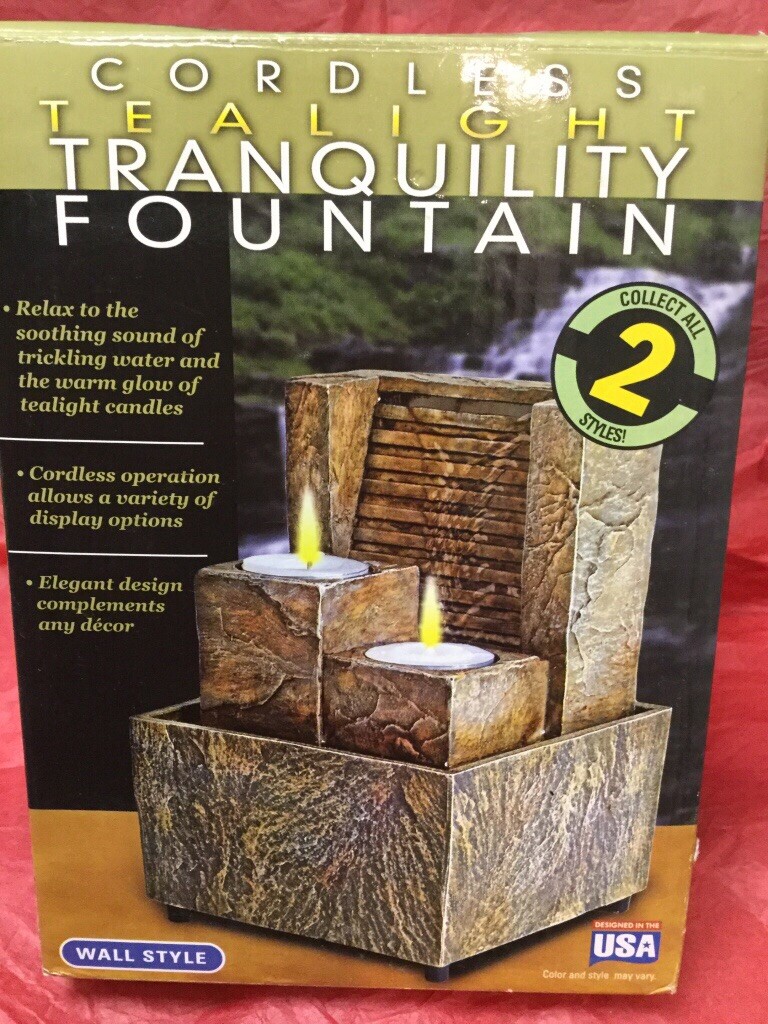 Cordless Tranquility Fountain- Wall Style w/ Tea Lights (New in Box ...