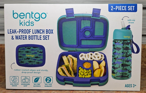 Bentgo Kids - Leak-Proof Lunch Box & Water Bottle Set (Sharks) - Bento ...