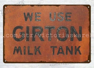 GIRTON MILK TANK dairy farm equipment barn metal tin sign plaques ...