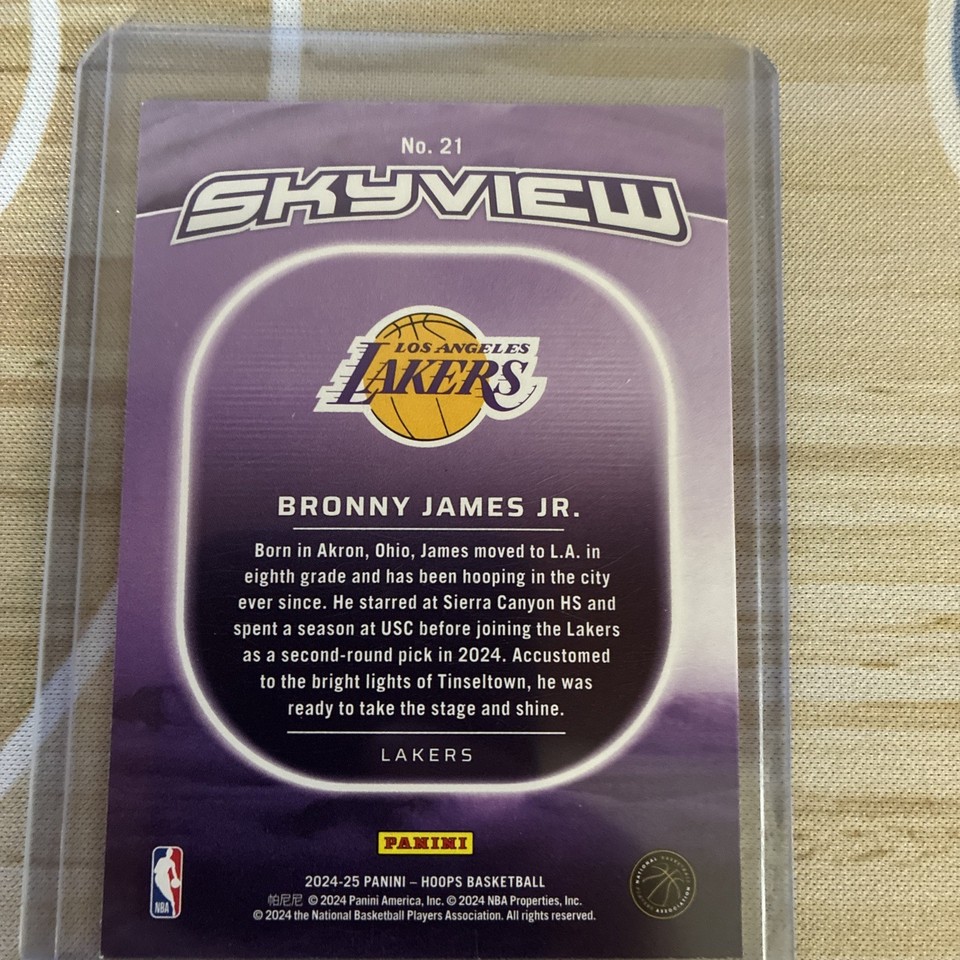 BRONNY JAMES JR 2024-2025 Panini NBA Hoops RC #280 & Skyview RC Insert ...