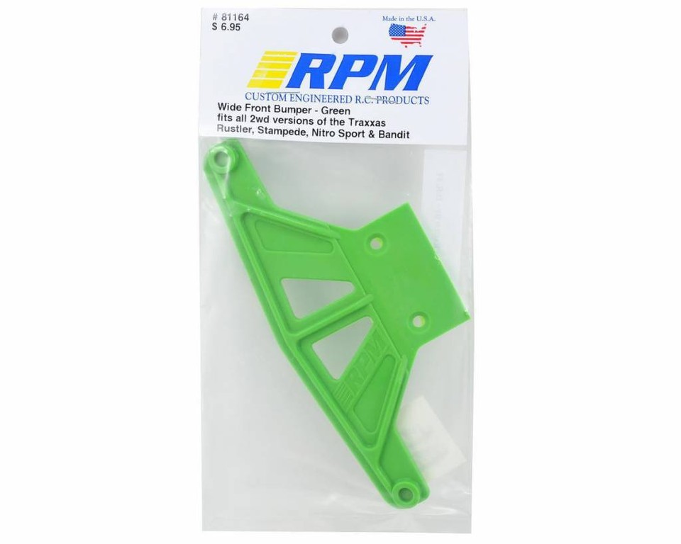 RPM81164 Green Wide Front Bumper Rustler, Stampede, Nitro Sport ...