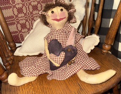 Meet EDITH VALENTINE Rag Doll Hand Made By Me Heart Love Rusty Bell | eBay