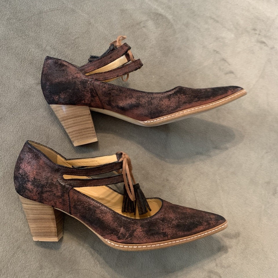 Sundance Natalia Laced Heels 38 Leather Upper Tassels Pointy Toe ...
