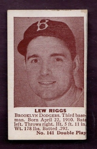 1941 Double Play #141 Lew Riggs Brooklyn Dodgers Authentic | eBay