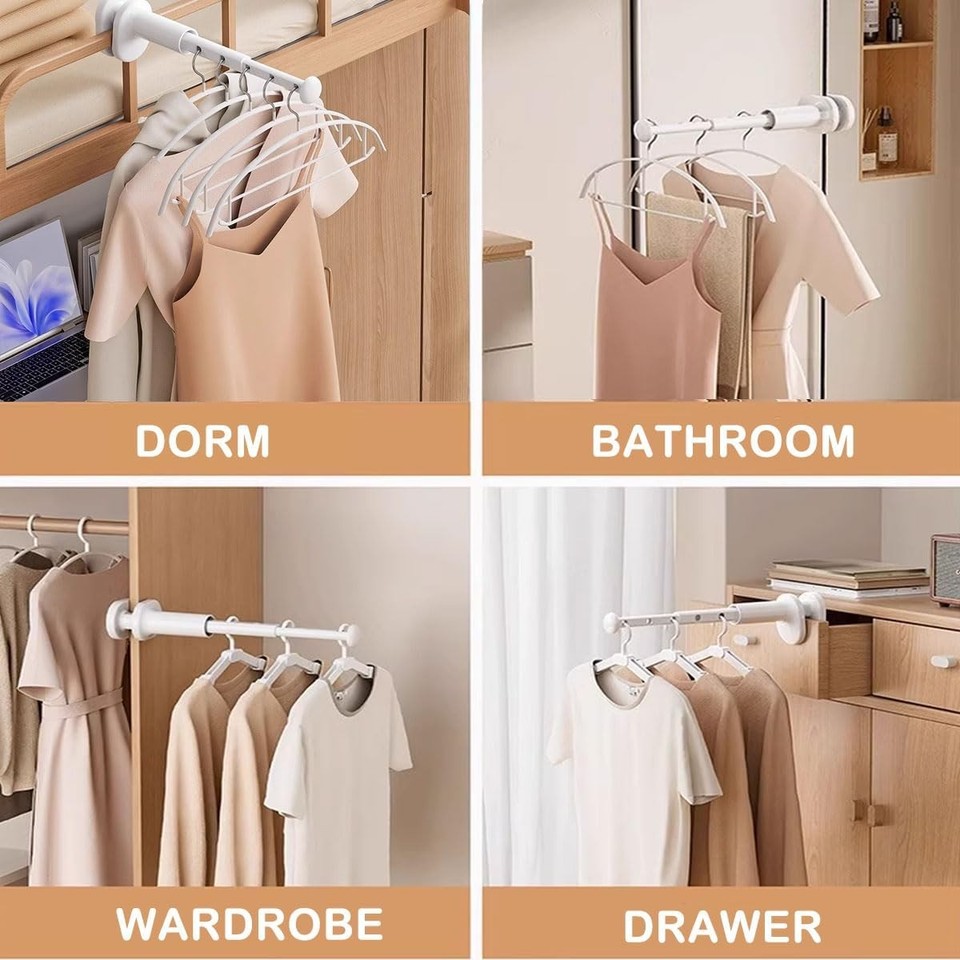 2 Pack Clothes Drying Rack for Travel Retractable Bar Laundry Hanger ...