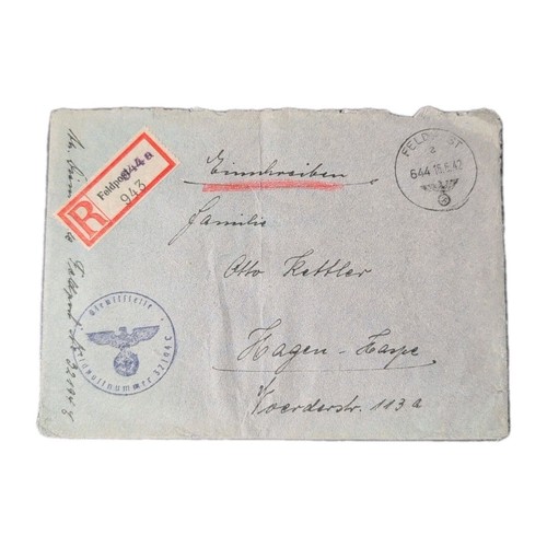 SS Feldpost Ostfront Einschreiben 1942 4. SS Polizei Division Leningrad ...