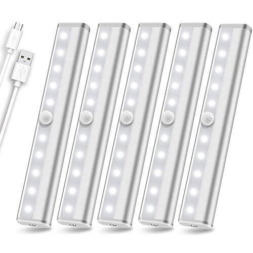 Led Motion Sensored Closet Lights 5 Pack, Rechargeable Under Cabinet ...