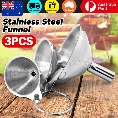 3X Stainless Steel Funnel Oil Liquid Funnel Metal Funnel With Hanging ...