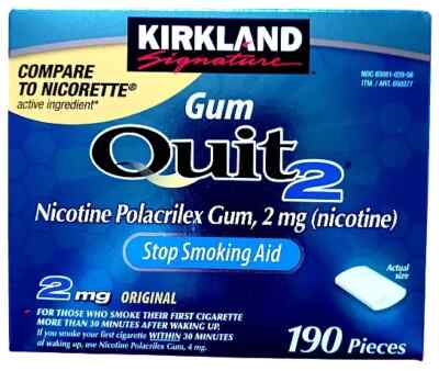 190 Pieces Kirkland Quit 2 2mg Stop Smoking Aid Generic Nicorette Exp ...
