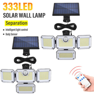 2 PACK 333 LED Solar Lights Outdoor Waterproof Motion Sensor Security ...