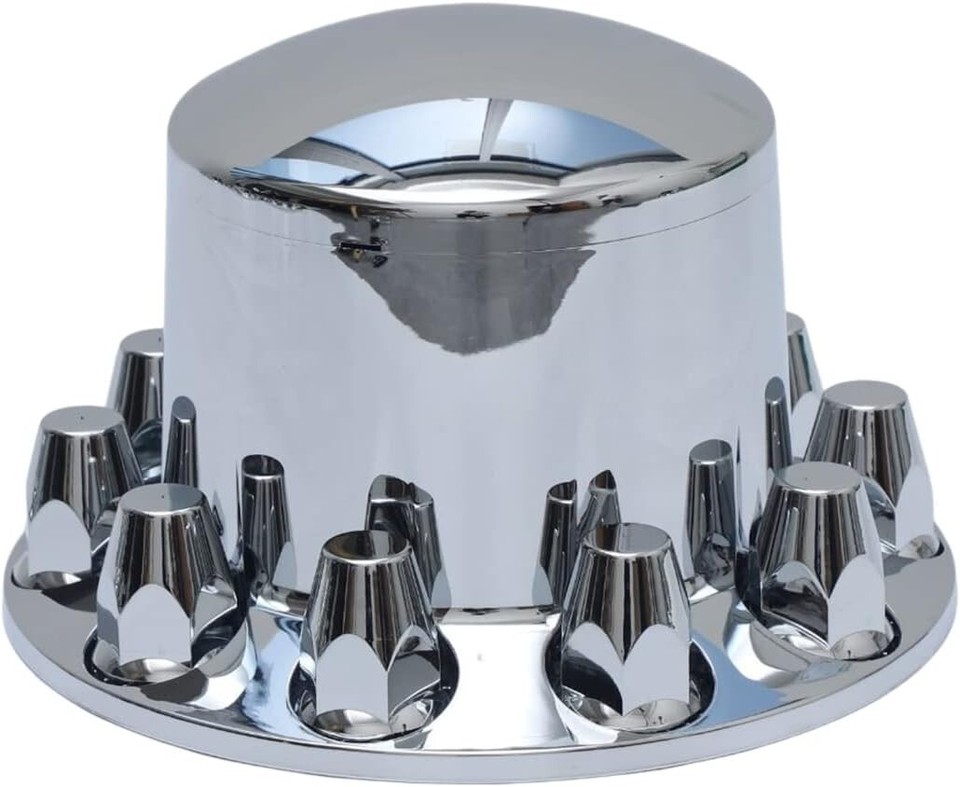 Chrome Hub Cover Semi Truck Wheel Kit Axle Cover 33mm Lug Front & Rear ...