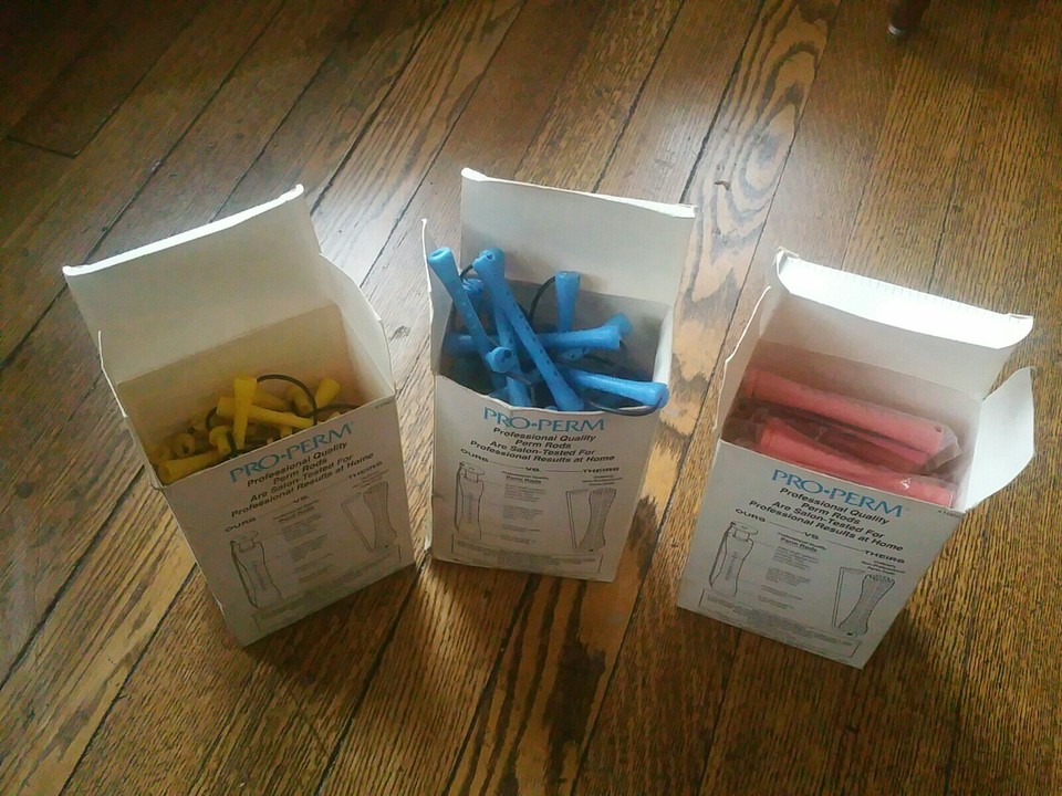 Vintage Pro Perm Salon Rods and Assorted Perm Rods with Pro-Perm Box 59 ...