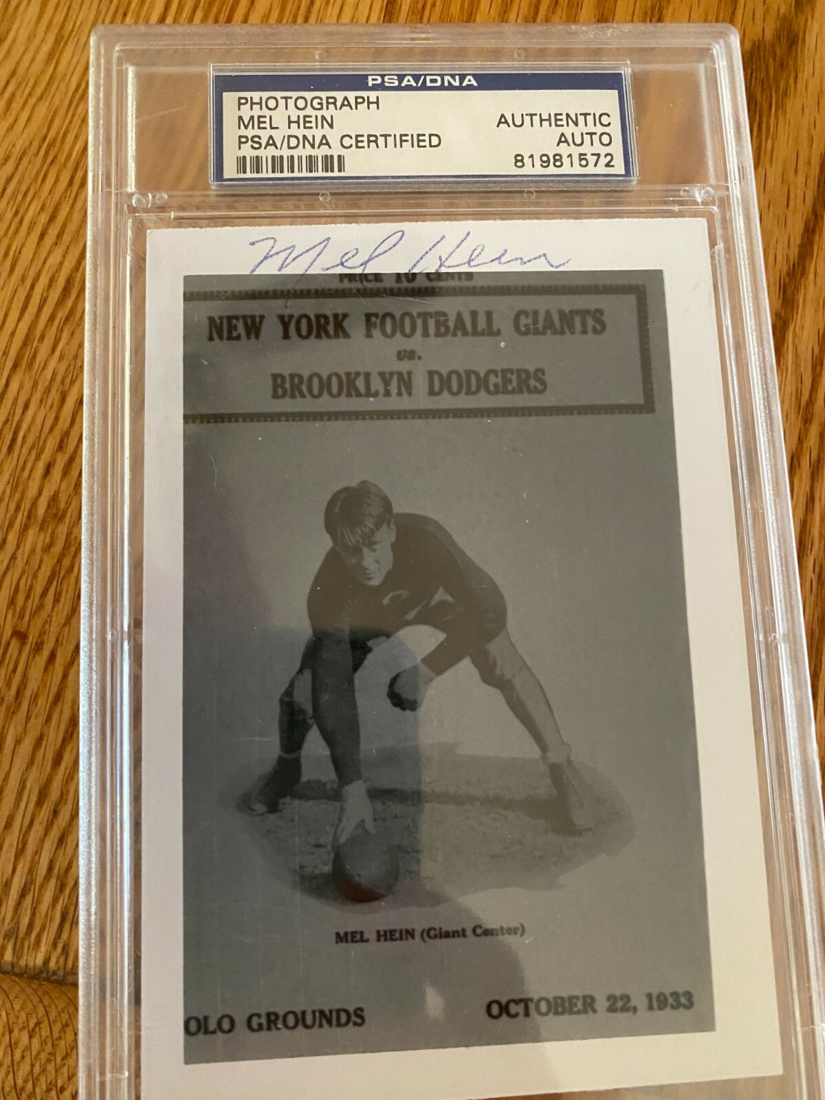 HOFer Mel Hein New York Giants Autographed 1933 Photograph PSA Slabbed ...