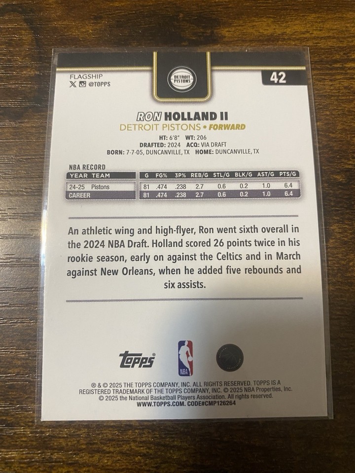 2025-26 RON HOLLAND II Topps Target Exclusive Black Friday Blackout ...