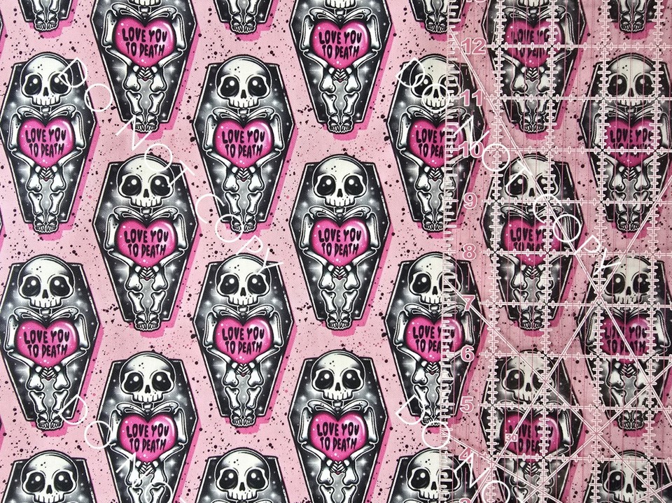 100% Cotton Woven Novelty Fabric Love You To Death By The 1/4 Yard 9x56 ...