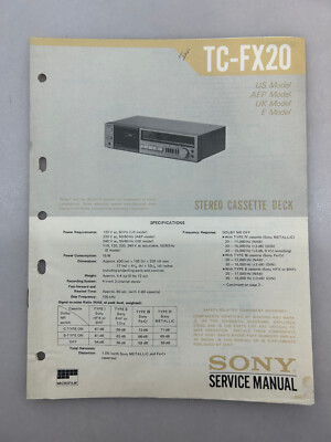 Sony TC-FX20 Original Service Manual Free Shipping | eBay