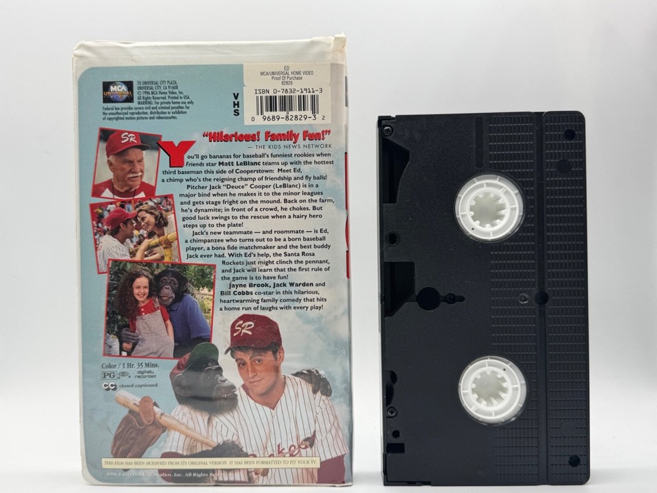 Ed (VHS, 1996) TESTED & WORKING Classic Kids Monkey Film w Matt LeBlanc ...