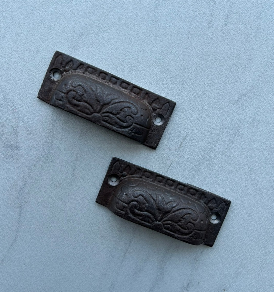 Vintage Cast Iron Victorian Style Cup Pulls Handles for Door Drawer ...