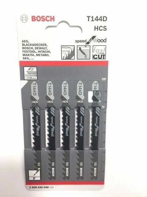 Bosch Jigsaw Blades 5 Pcs. Set 2608630040 for Wood T144d for sale ...