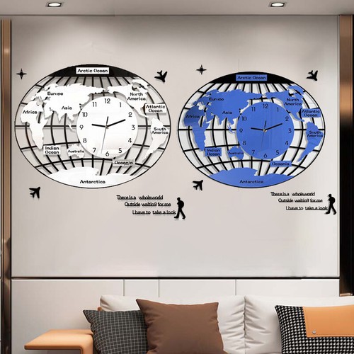 3D three-dimensional wall decoration clock creative world map clock | eBay