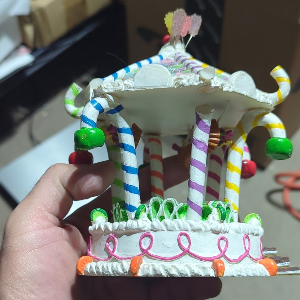 Candy Cane Christmas Village House Figurine Painted Resin Multicolor ...