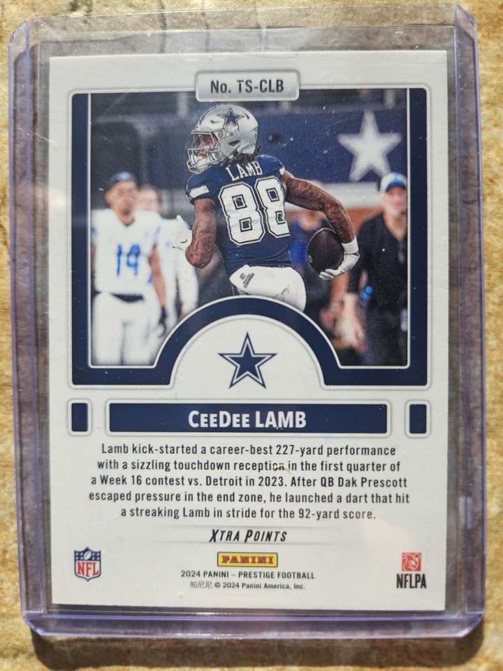 2024 Panini Prestige Ceedee Lamb Blue Time Stamped Career Long T.D. 8/ ...