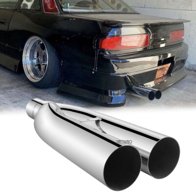 2.5" Inlet 3'' Outlet Blast Pipes Exhaust Muffler Tips Stainless Steel ...